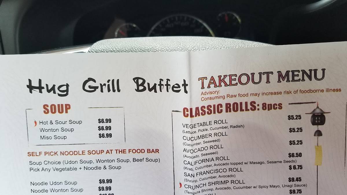 Menu at Hug Grill Buffet restaurant, Hillsboro