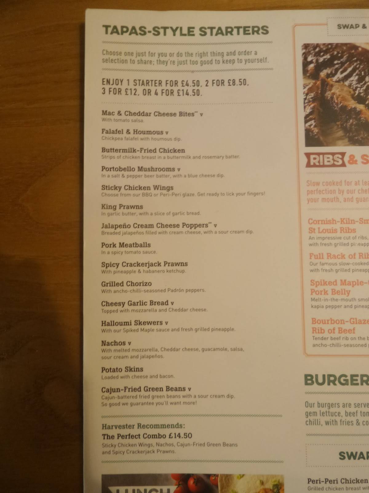 Menu at Harvester Kingswood pub & bar, Hull, Kingswood Retail Park