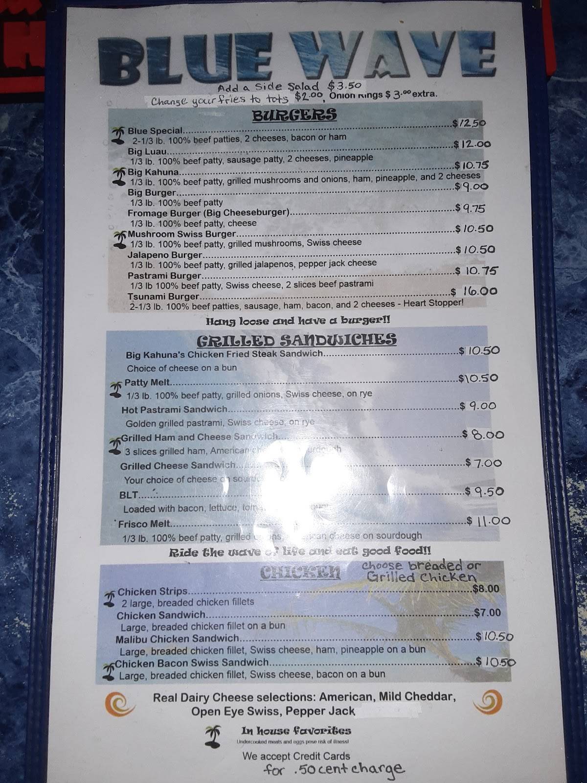 Menu at Blue Wave pub & bar, Idaho Falls