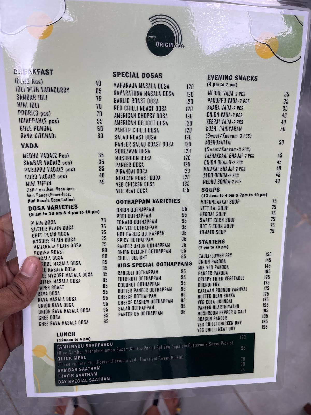 Menu at Idli Vada Sambar (VSI Estate), Chennai