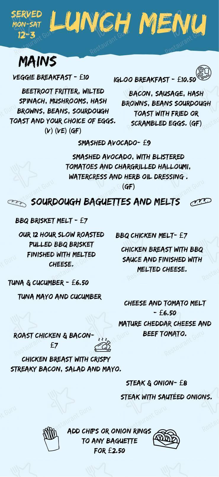 Menu at Igloo Restaurant - Cirencester, Cirencester