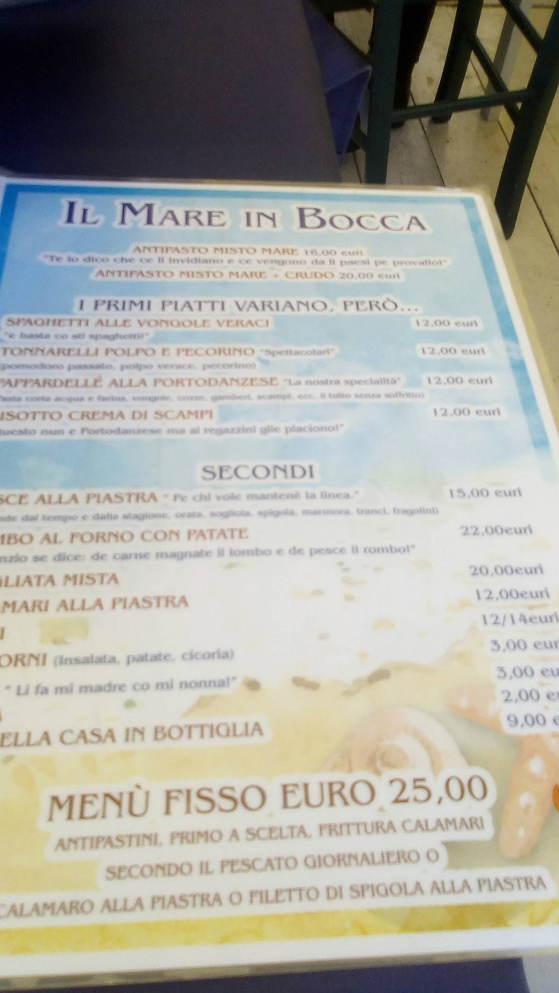 Menu da Il Mare In Bocca - Trattoria Portodanzese ristorante, Anzio ...
