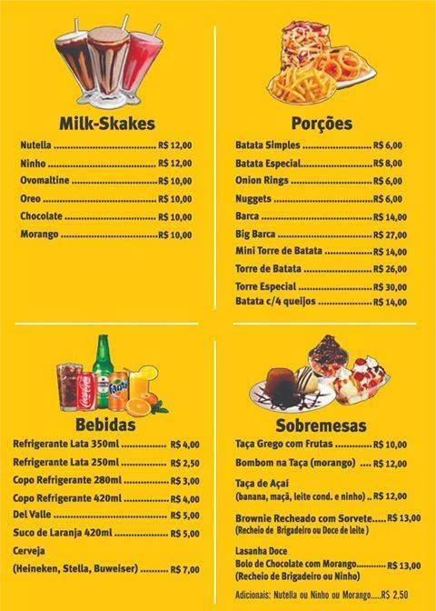 Menu em Imperial Fast Food, Sao Miguel Arcanjo