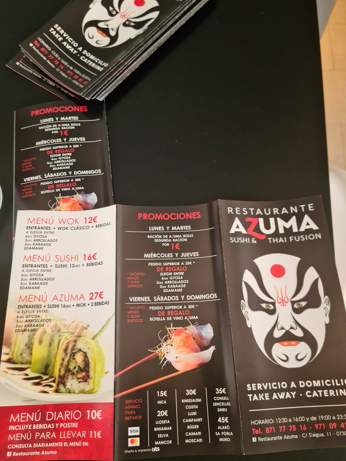 Carta de Restaurante Azuma, Inca