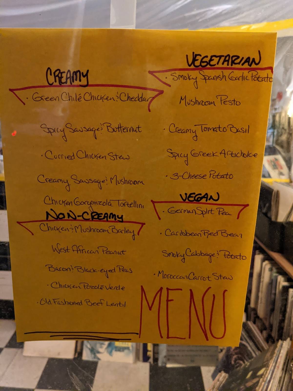 Menu at Infinite Soups restaurant, Tacoma, 445 Tacoma Ave S