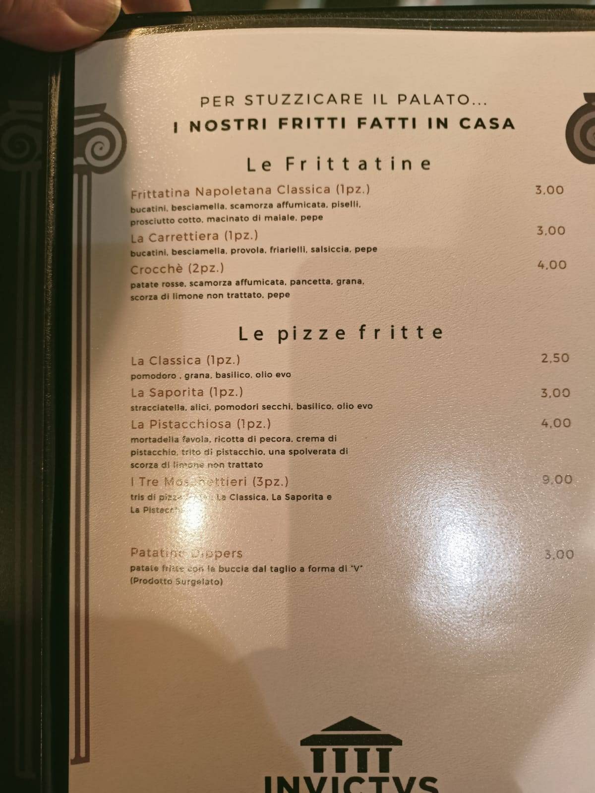 Speisekarte von Invictus Pizza, Pescara