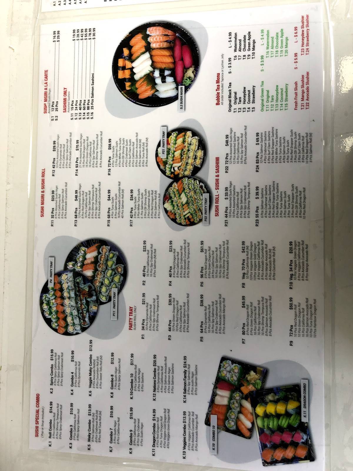 Menu at Ivan Sushi & Tea restaurant, Toronto