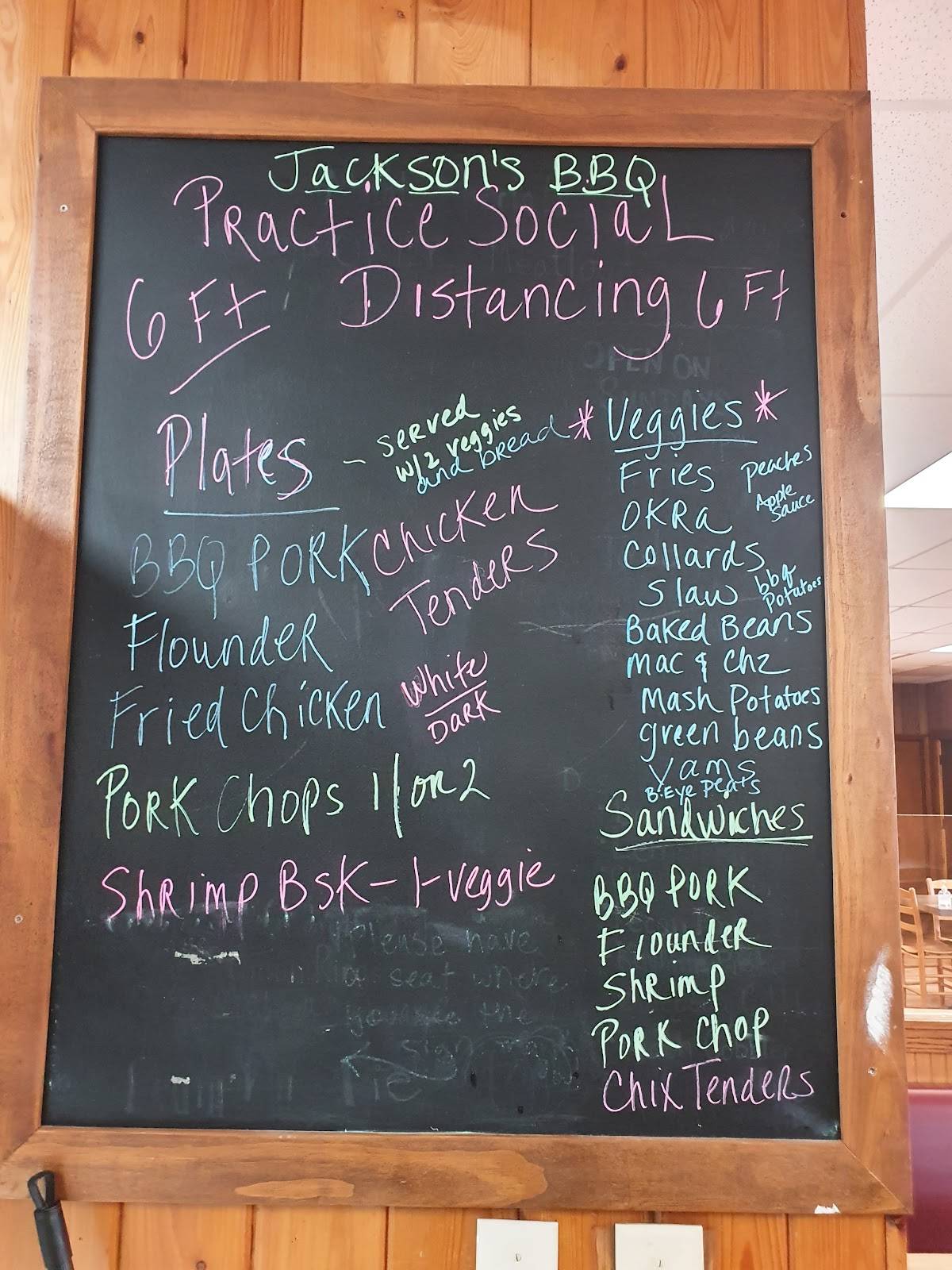 Menu at Jackson's Big Oak Barbecue, Wilmington