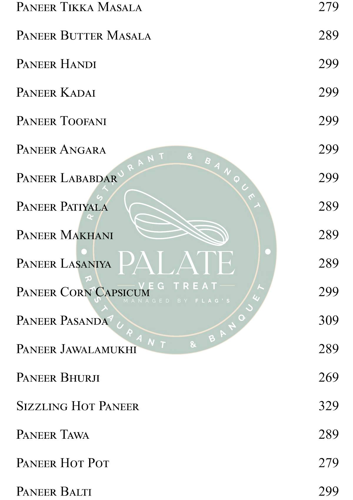 Menu at Palate Veg Treat Multi Cusine Restaurant, Jamnagar