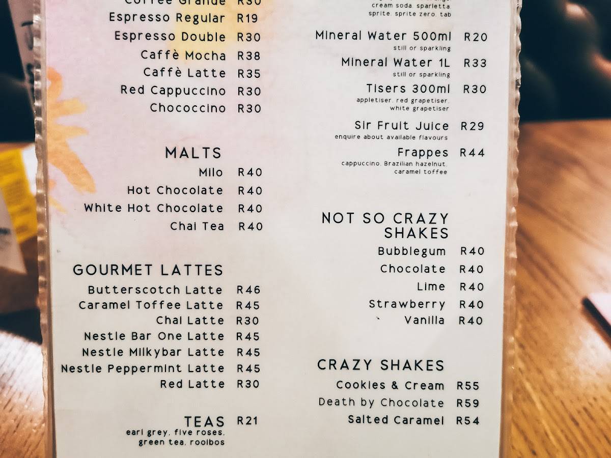 Menu at Jessica’s - Clearwater Mall restaurant, Roodepoort