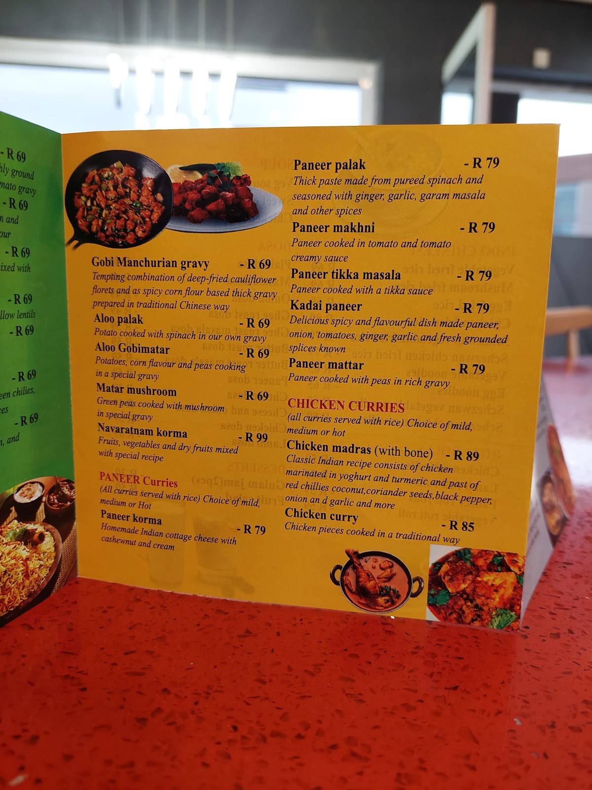 Menu at CURRY LEAF INDIAN RESTAURANT comaro crossing, Johannesburg