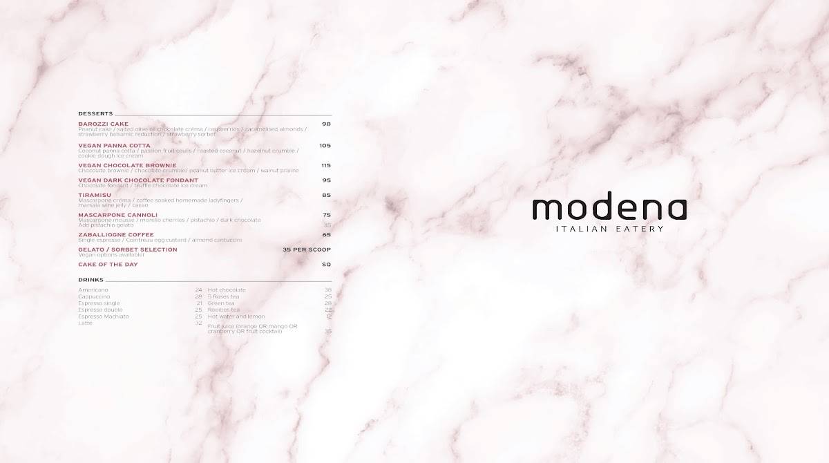 Menu at Modena Italian Eatery restaurant, Randburg