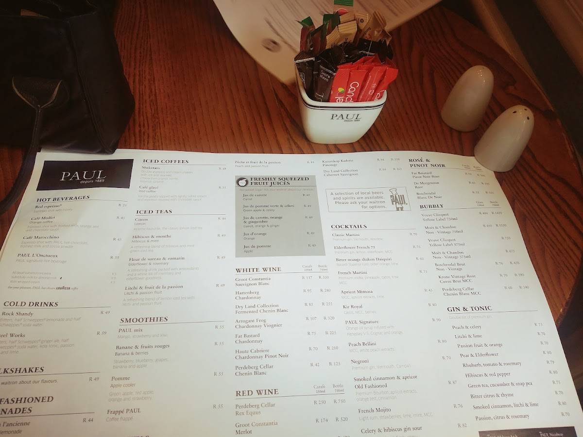 Menu at PAUL Melrose Arch restaurant, Johannesburg, Melrose Arch Corner ...
