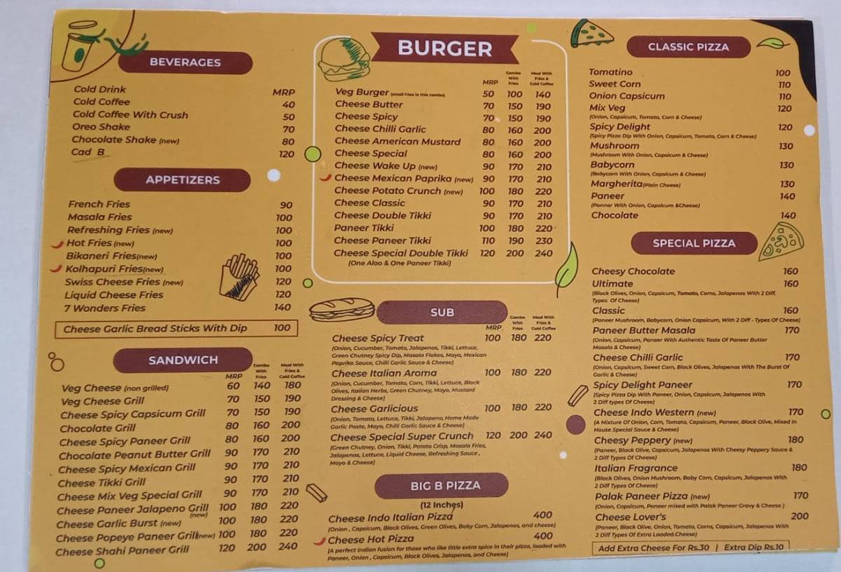 Menu at KNS, Pimpri-Chinchwad, Mahabali Chowk
