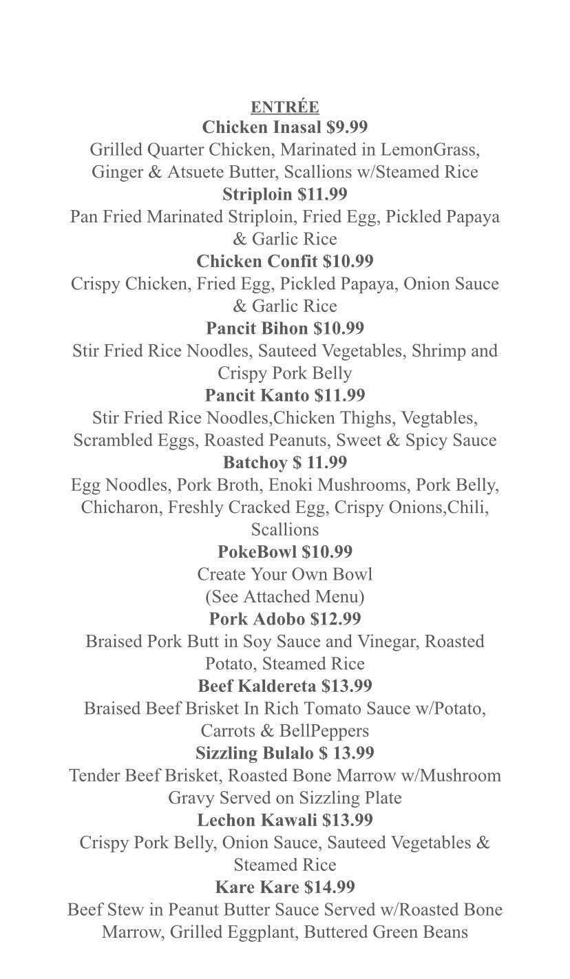 Menu at Kanto Filipino Barbecue, Corpus Christi, -5251 S Staples St