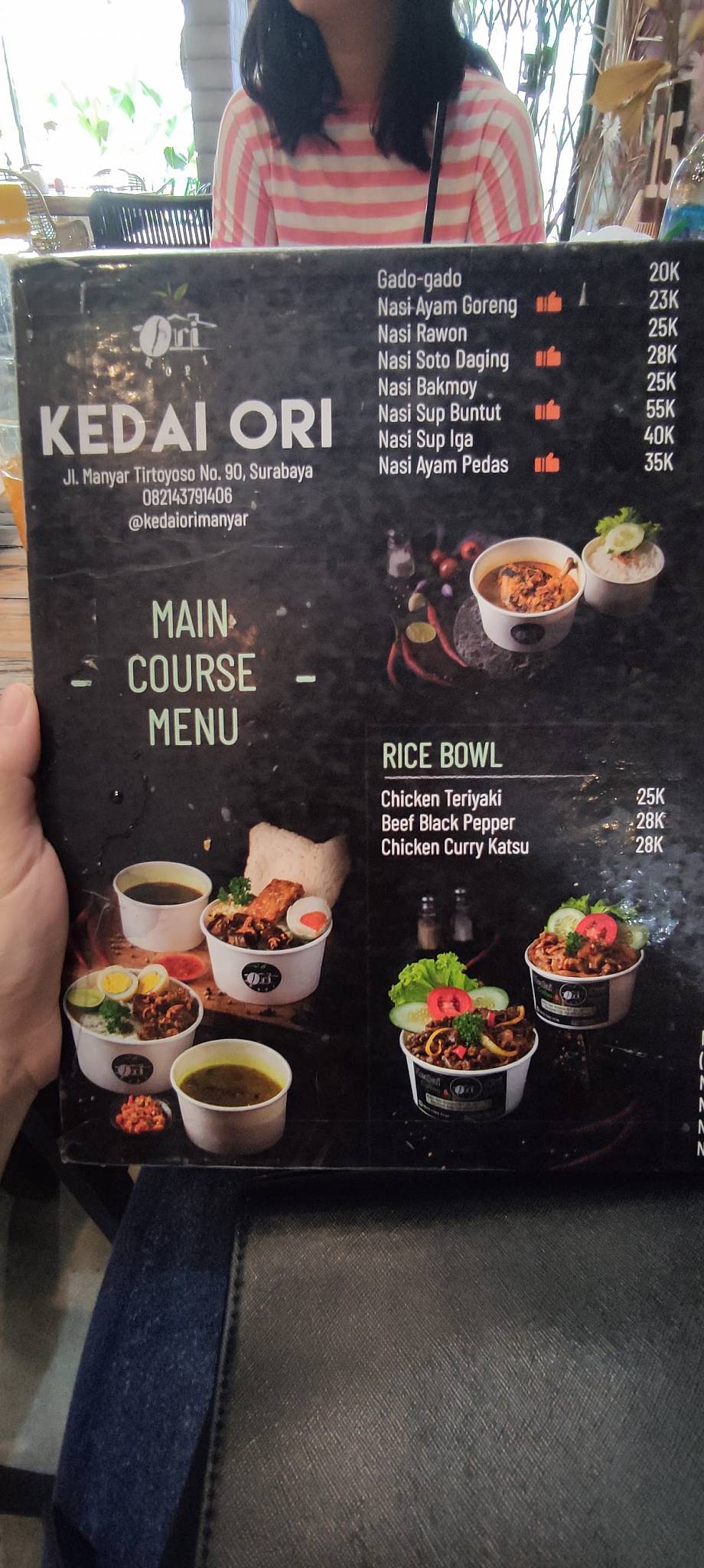 Menu at Kedai ORI Manyar cafe, Surabaya