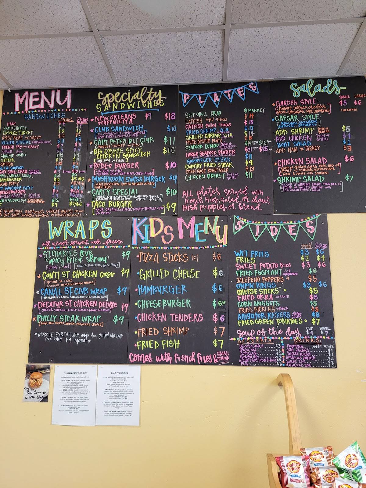 Menu at Kellie's Poor Boy restaurant, Picayune, MS-43 Ste D