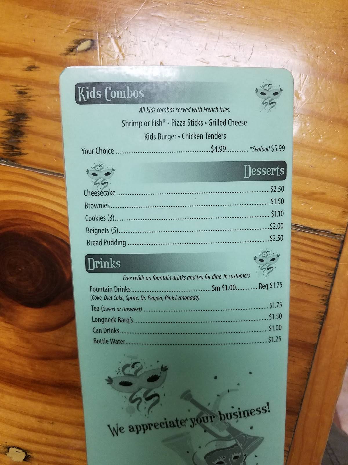 Menu at Kellie's Poor Boy restaurant, Picayune, MS-43 Ste D