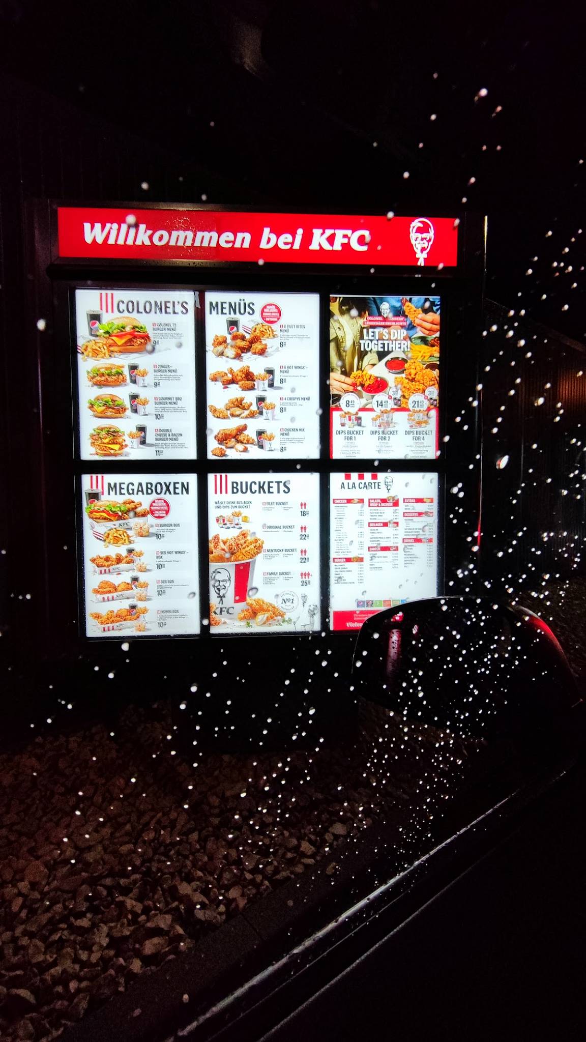 Speisekarte von Kentucky Fried Chicken fast Food, Villingen-Schwenningen