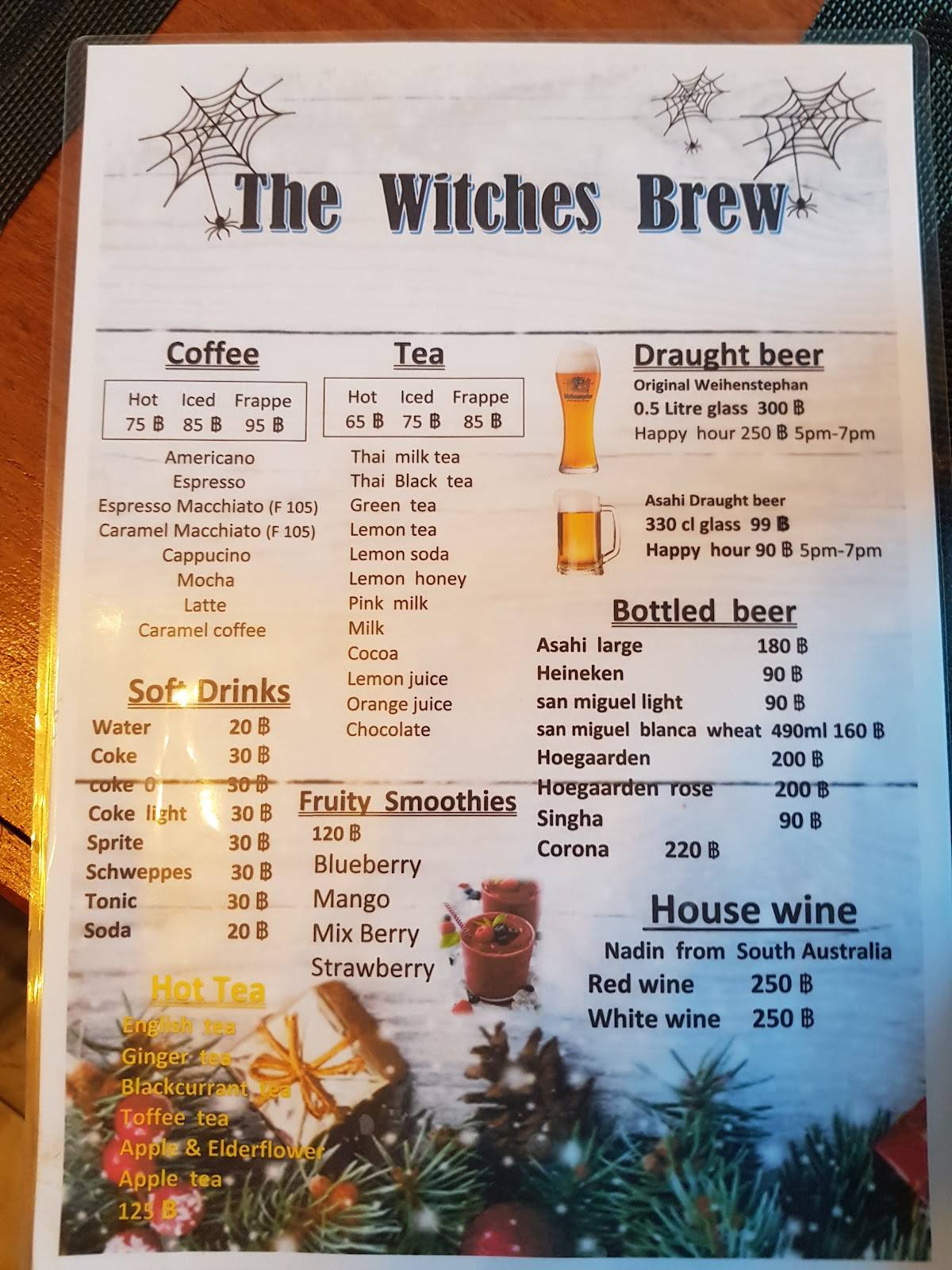 Menu at The Witches Brew Restaurant Khao Yai, Khanong Phra