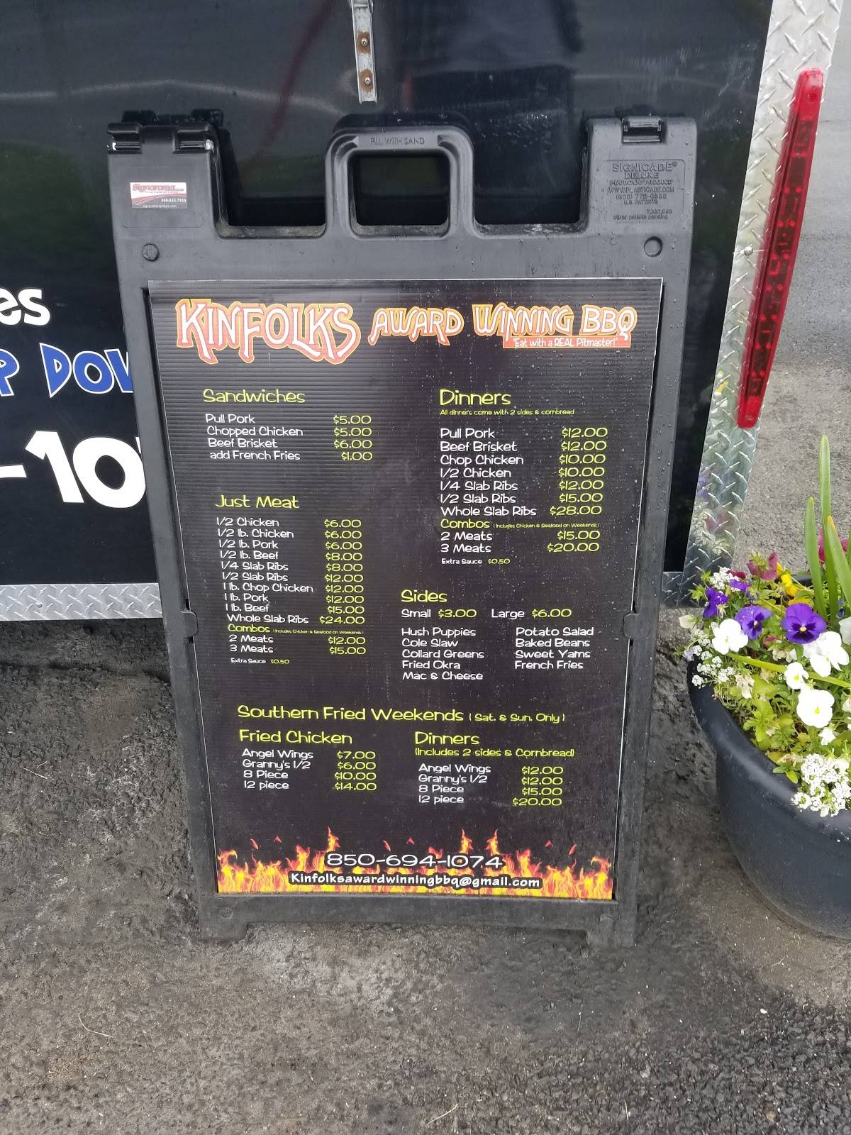 Menu at Kinfolks BBQ, Taunton, 289 Winthrop St