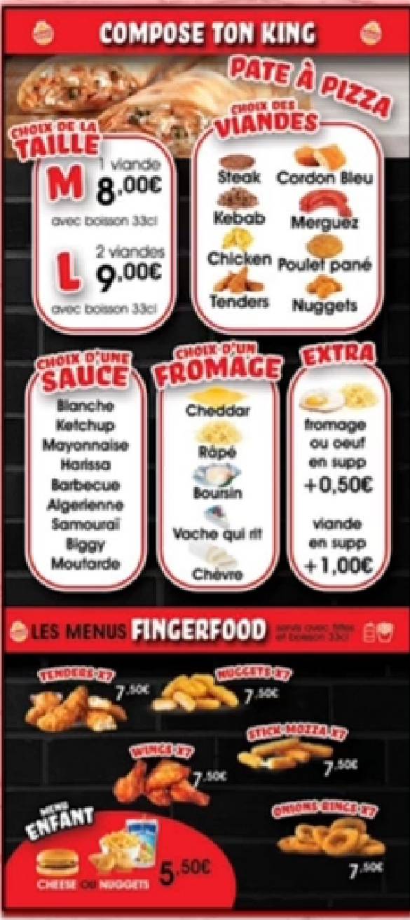 Menu at King Food restaurant, Nice, 12 Rue Sorgentino