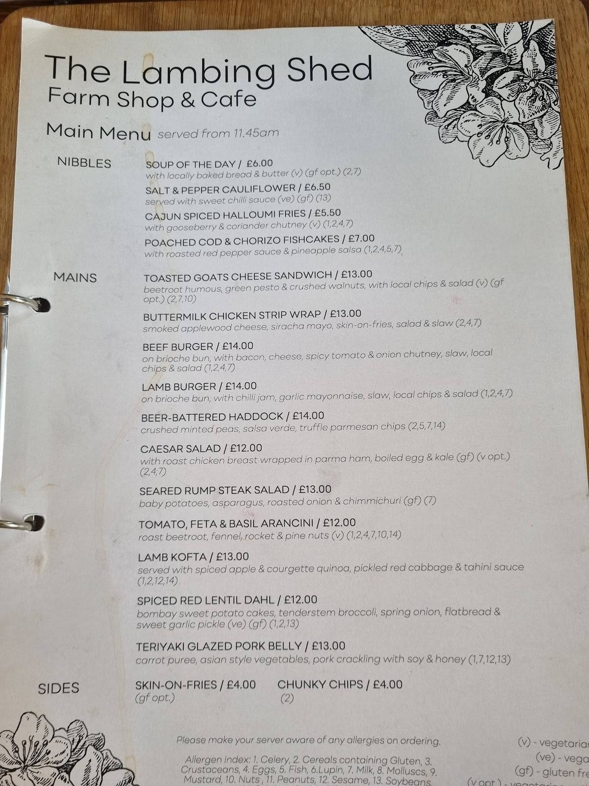 Menu at The Lambing Shed Farm Shop & Kitchen cafe, Knutsford