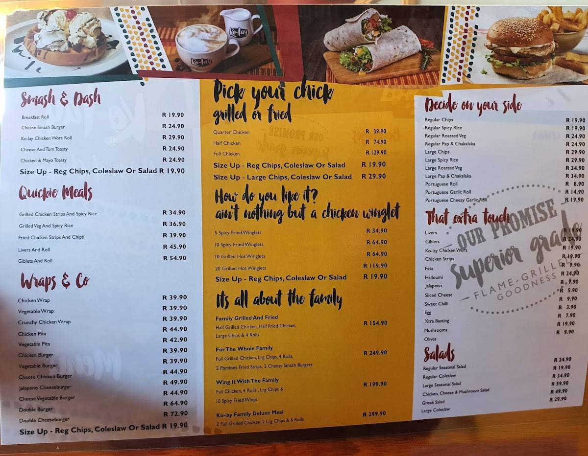 Menu at Kolay Home of Chicken restaurant, Durban North