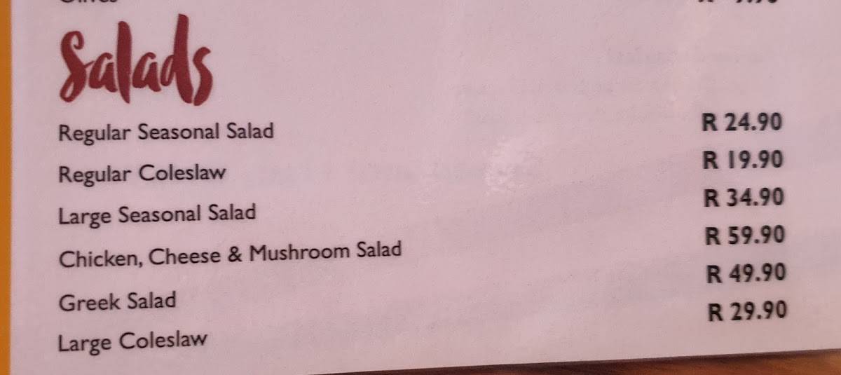 Menu at Kolay Home of Chicken restaurant, Durban North