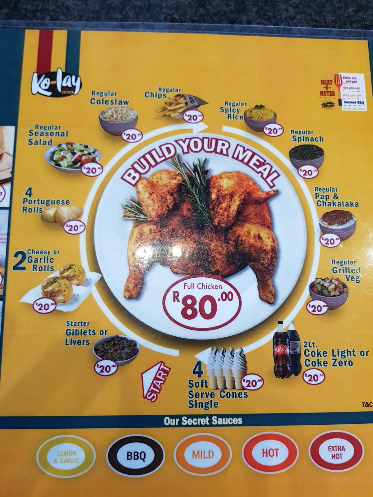 Menu at Kolay Home of Chicken restaurant, Durban North
