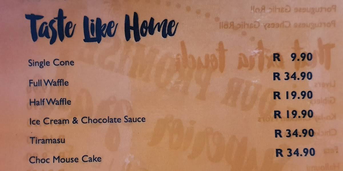 Menu at Kolay Home of Chicken restaurant, Durban North