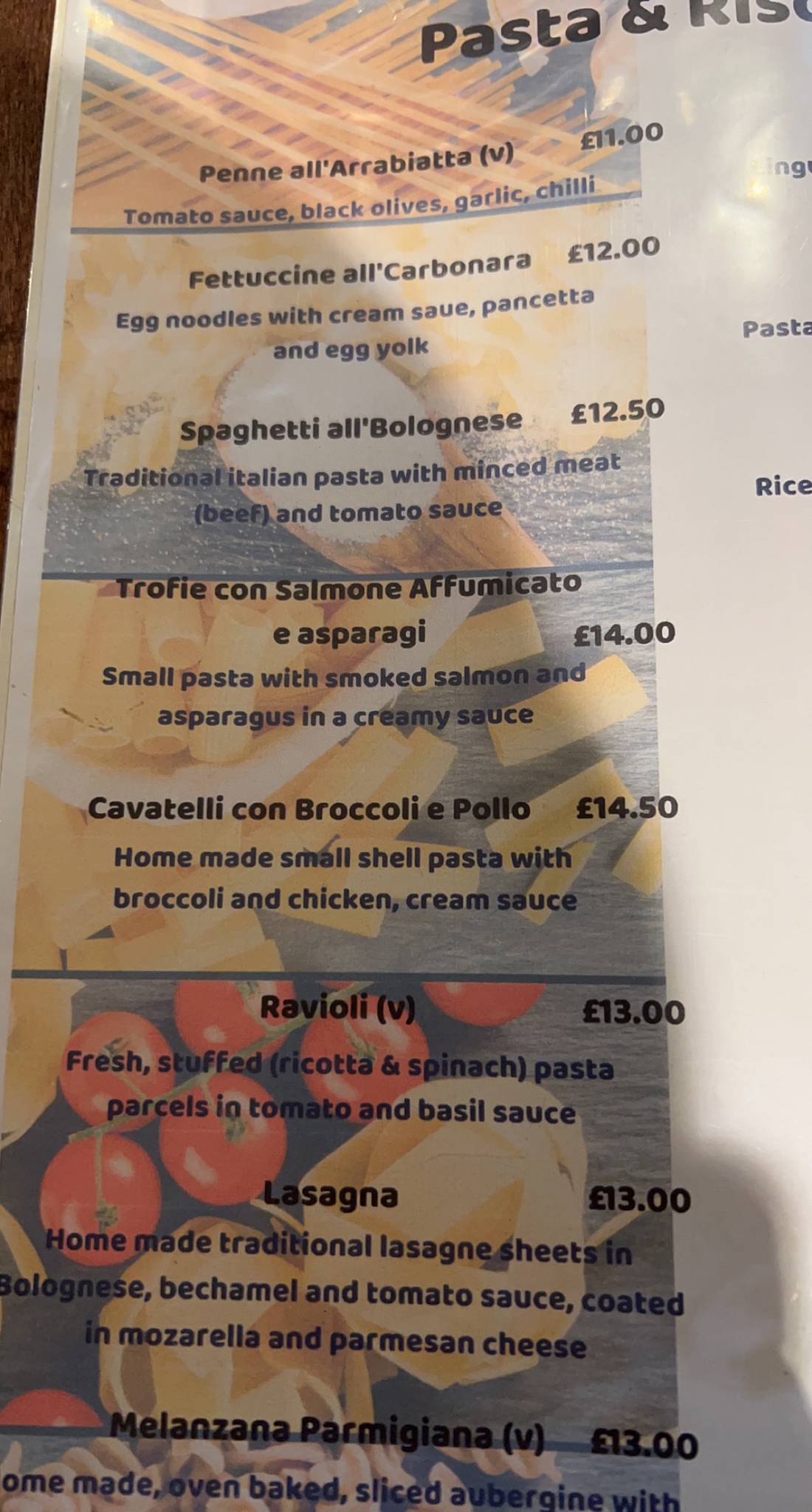 Menu at La Foglia - Italian Restaurant, Banbury