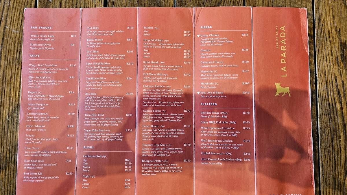 Menu at La Parada Waterfall Corner restaurant, Midrand, Cnr Waterfall ...