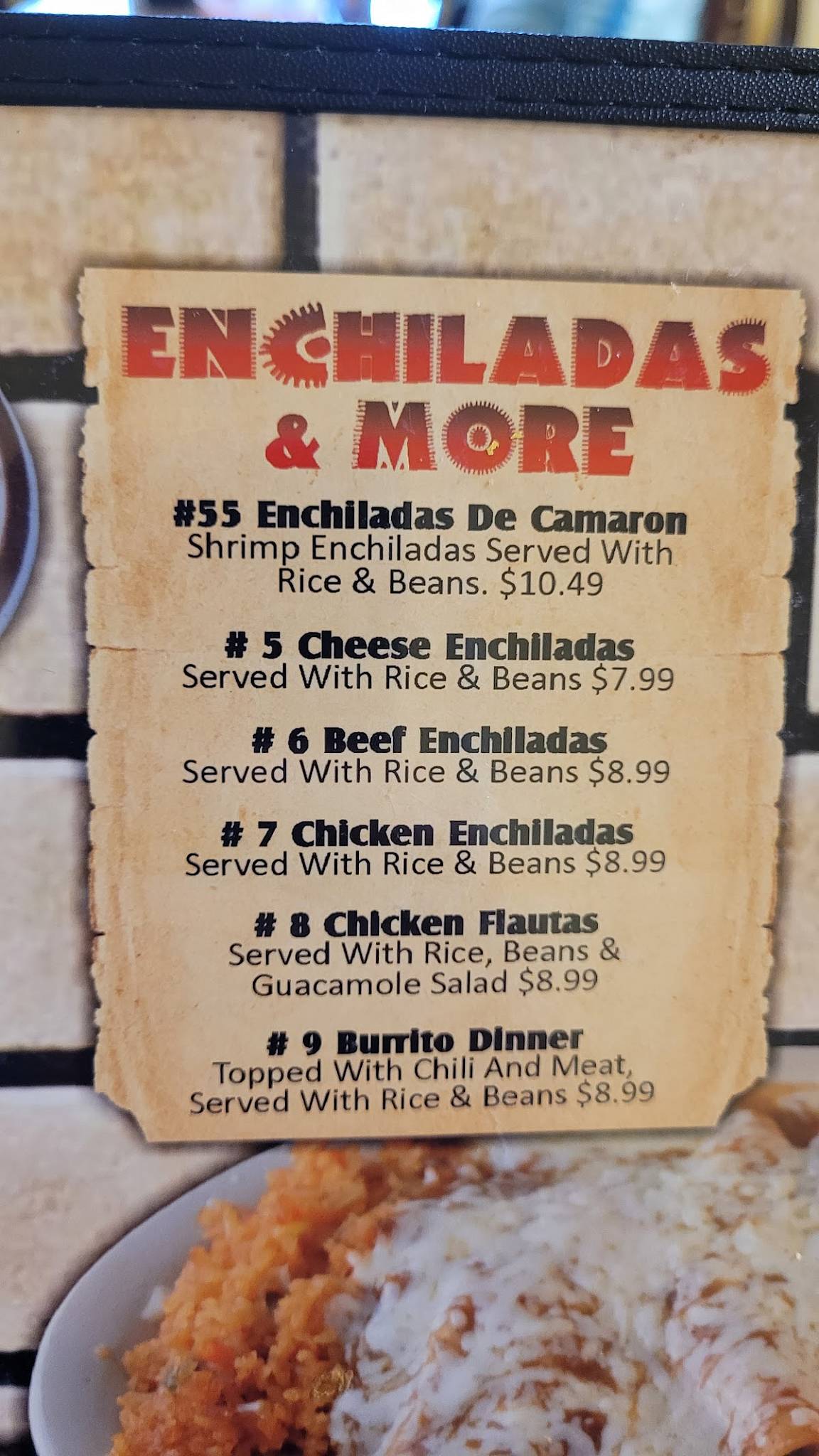 Menu at La Ribera restaurant, Corpus Christi, Morgan Ave