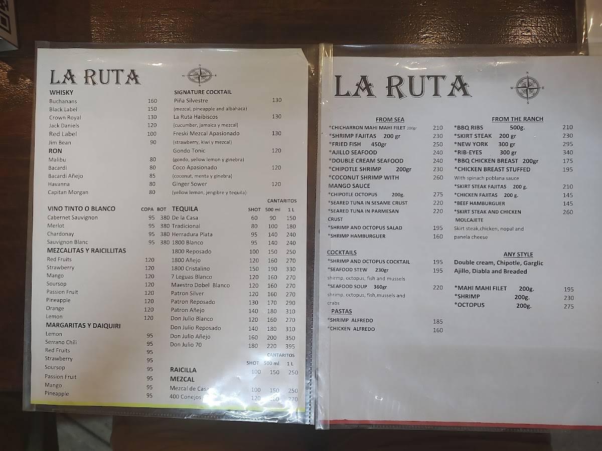 Carta de La Ruta Restaurant Bar, Puerto Vallarta
