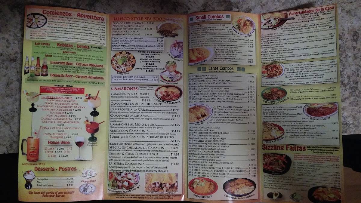 Menu at La Sierra restaurant, Forest Grove, 2331 Pacific Ave