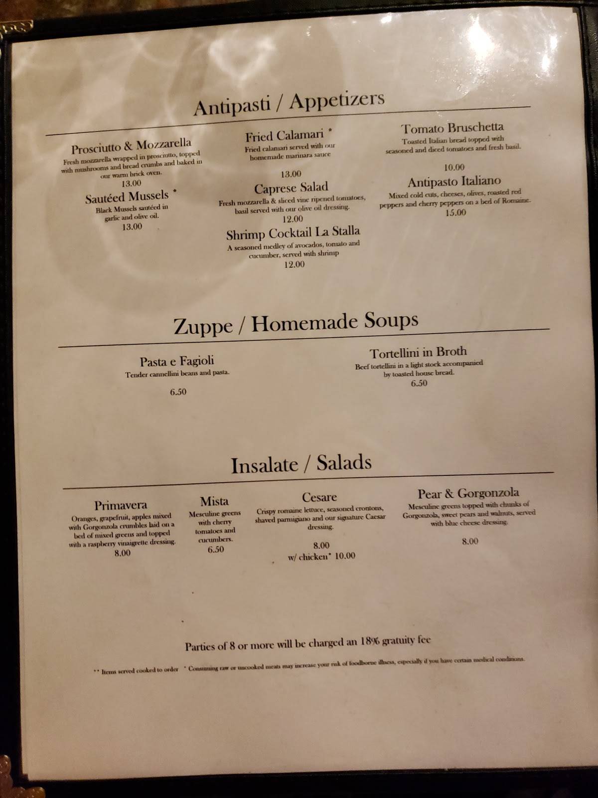 Menu at La Stalla Cucina Rustica pizzeria, Phoenix, E Warner Rd