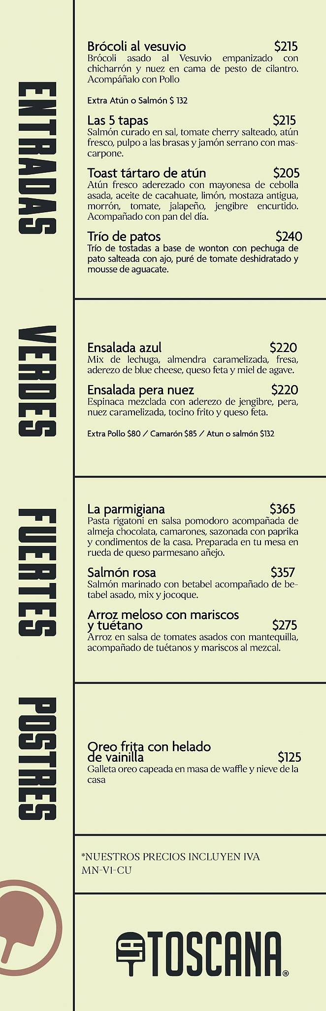 Carta de pizzería La Toscana, Ciudad Juarez, C. Simona Barba 6315