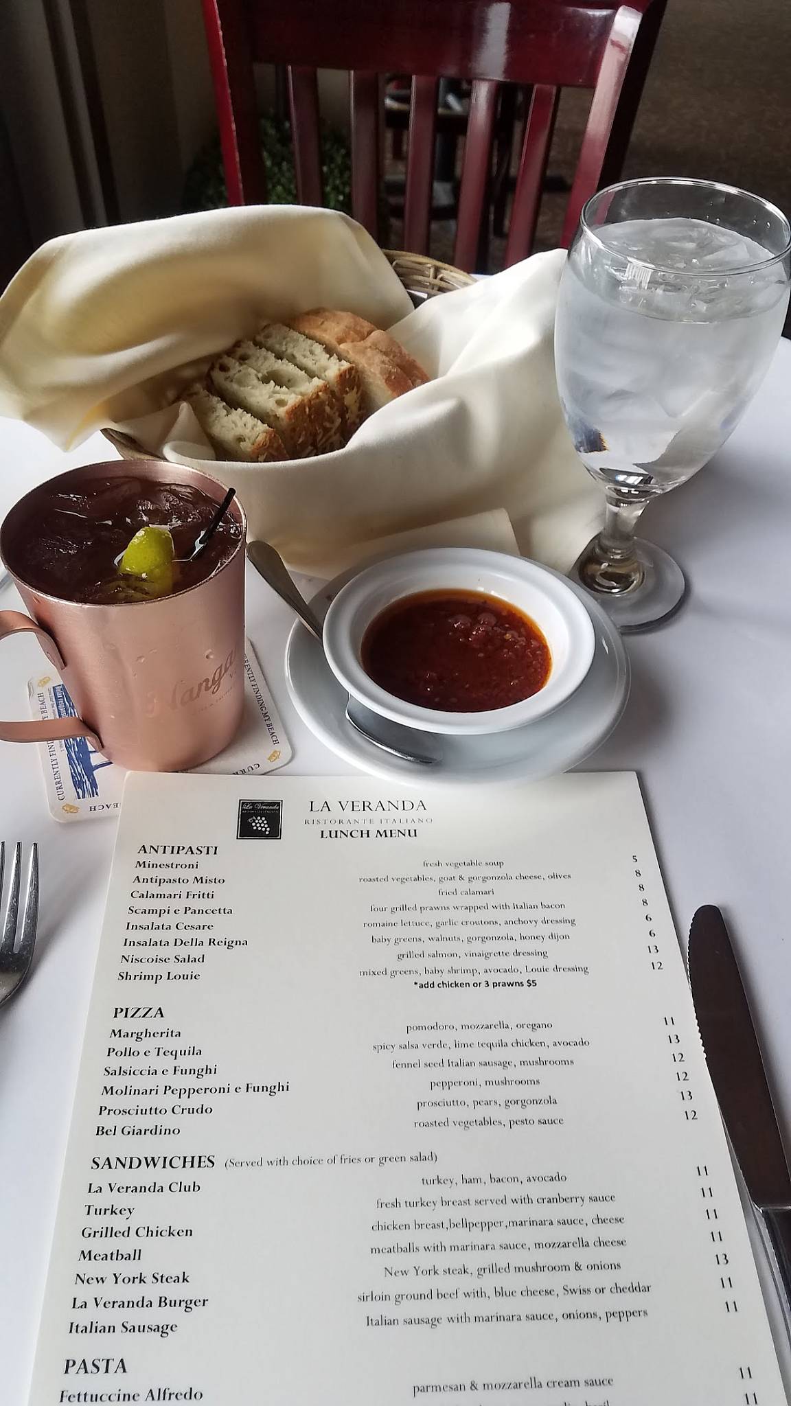Menu at La Veranda Ristorante Italiano restaurant, Pittsburg
