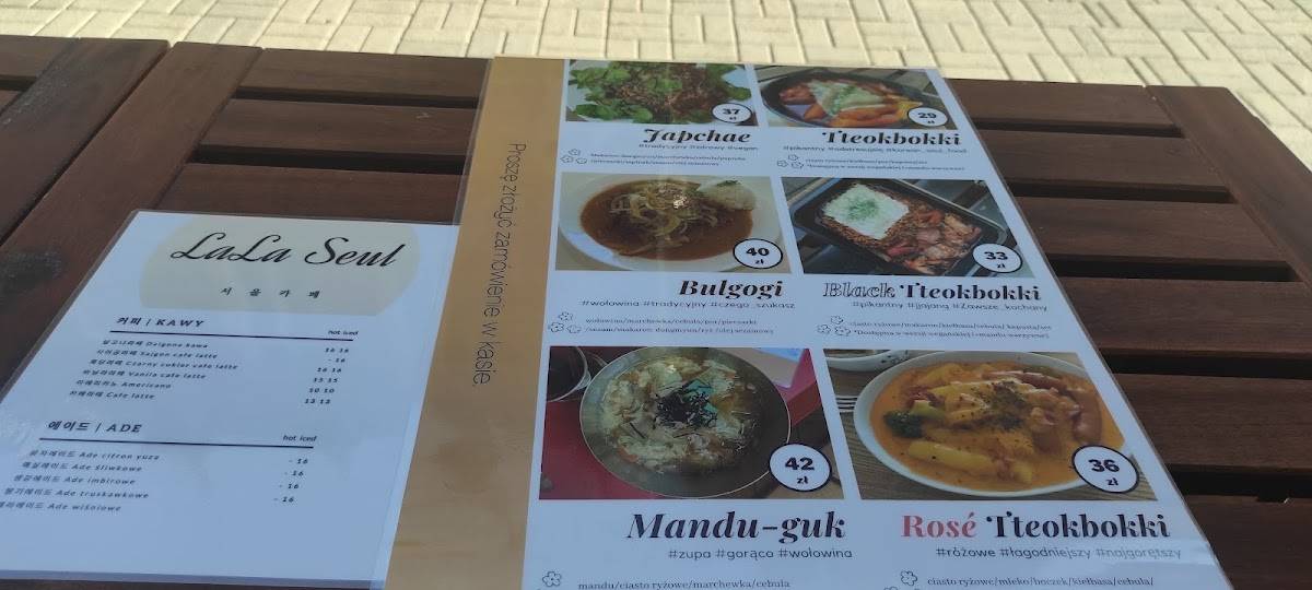 Menu at LaLa Seul restaurant, Katowice
