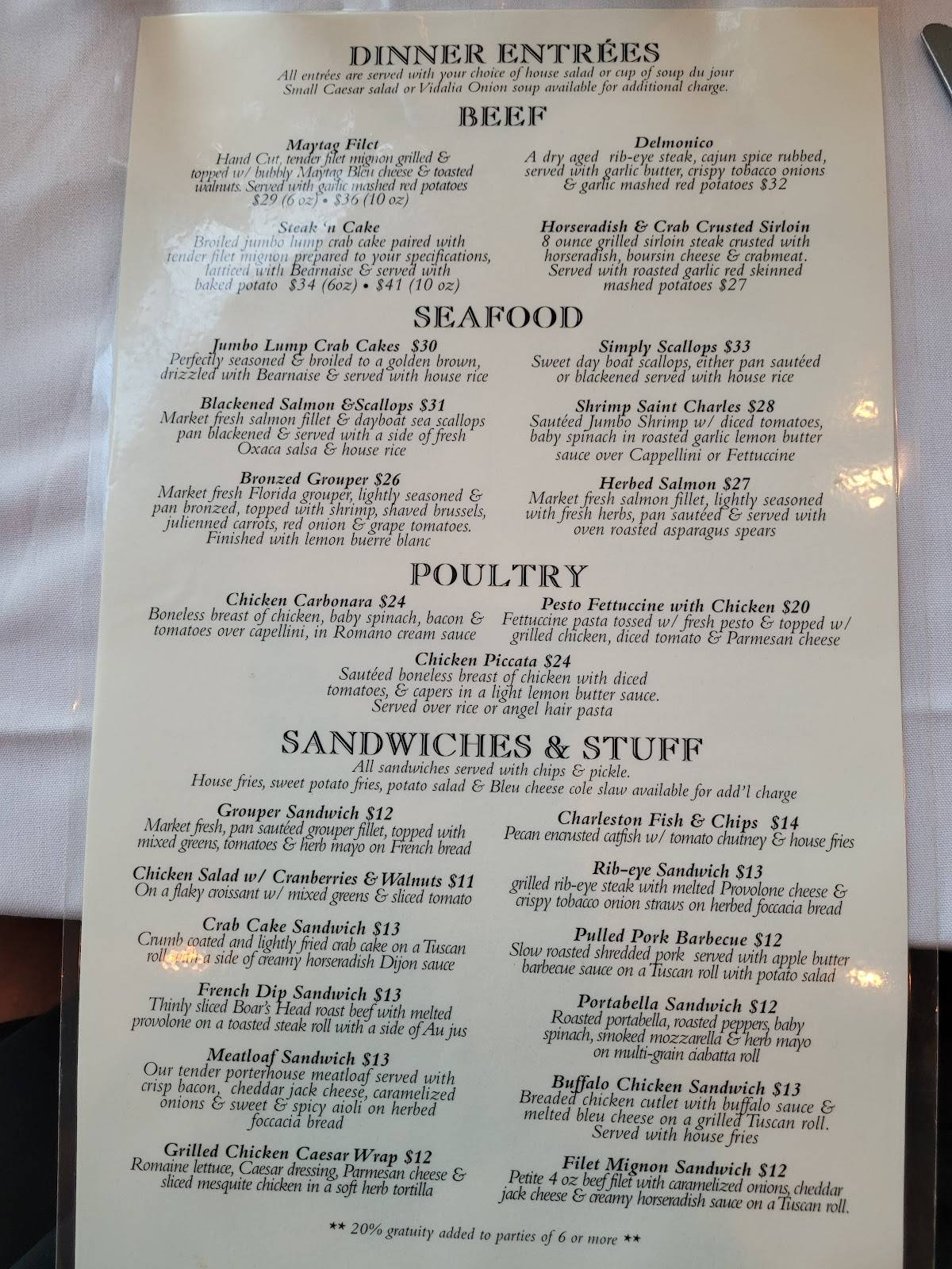 Menu at Porterhouse Restaurant & Pub, Lahaska