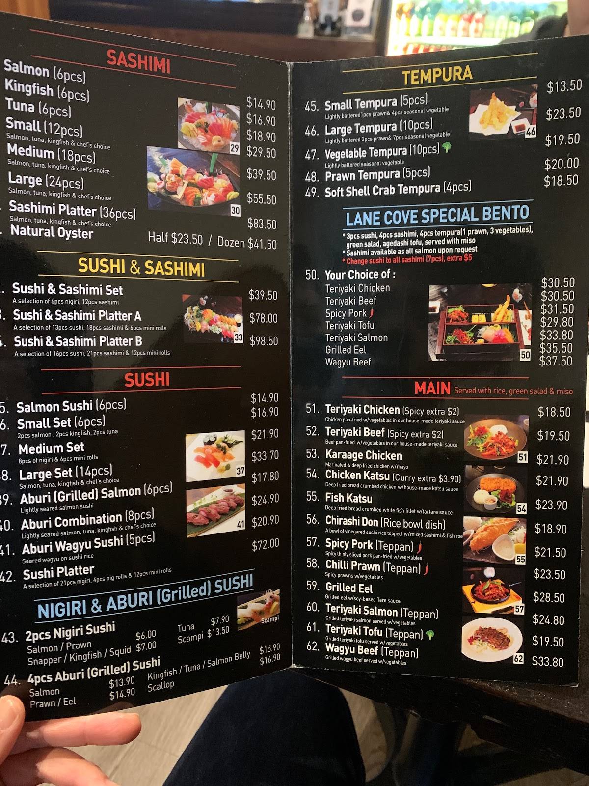 Menu at Lane Cove Sushi Bar, Lane Cove