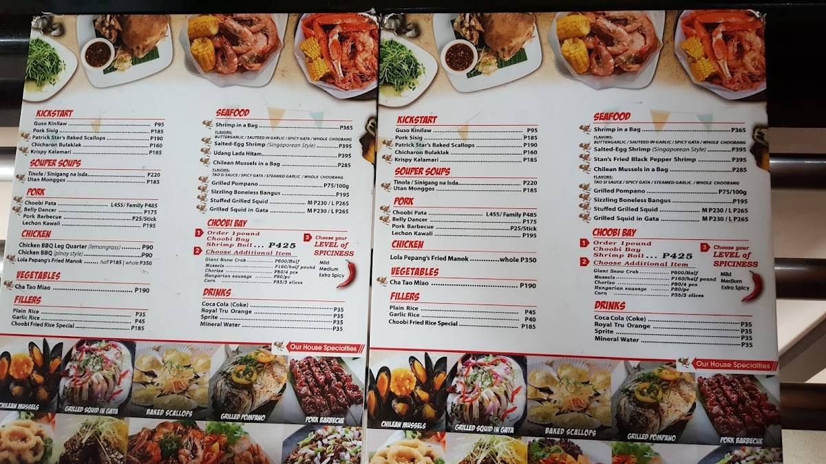 Menu at Choobi Choobi restaurant, Lapu-Lapu City, Mactan Newtown