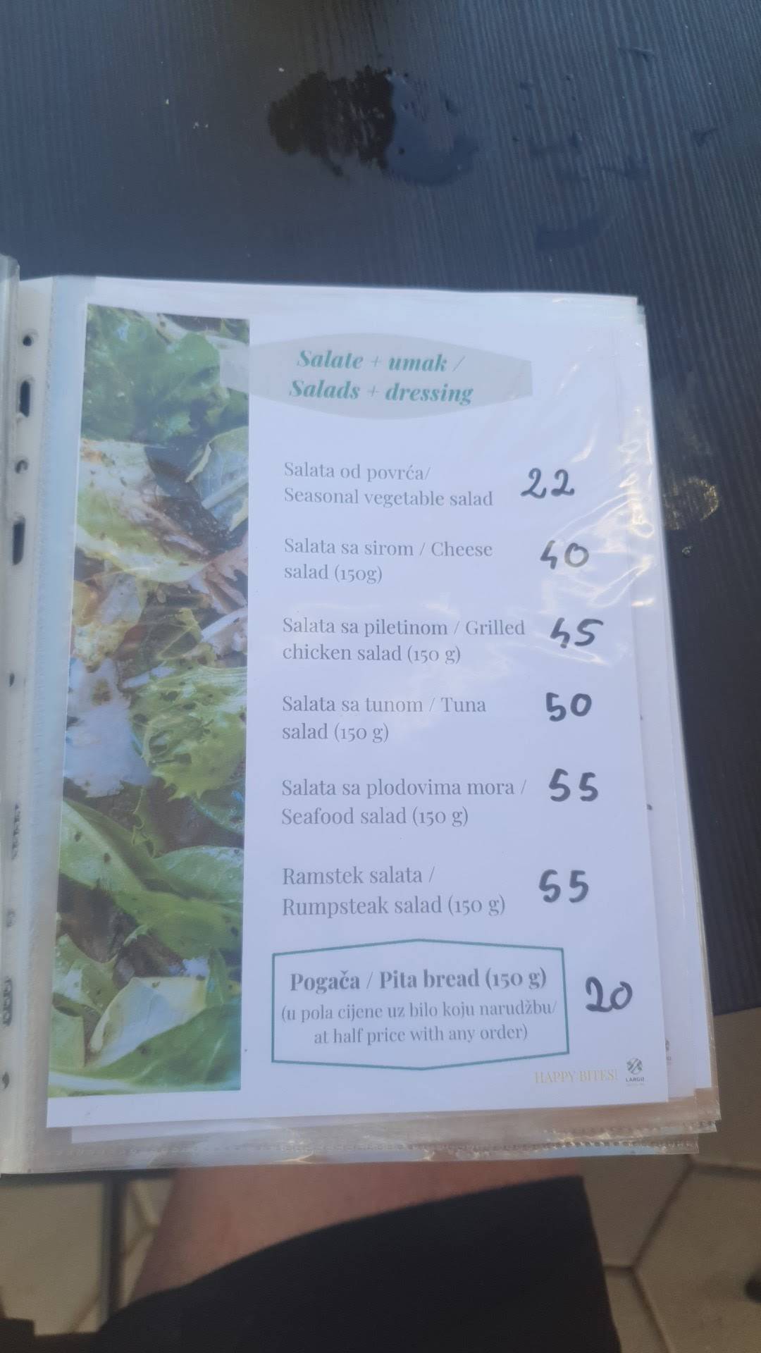 Menu da Largo Croatian Food ristorante, Morter-Incoronate