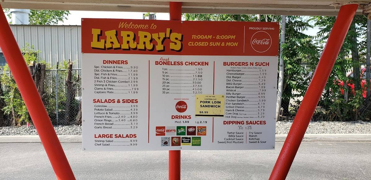 Menu at Larry's Drive In fast food, East Wenatchee
