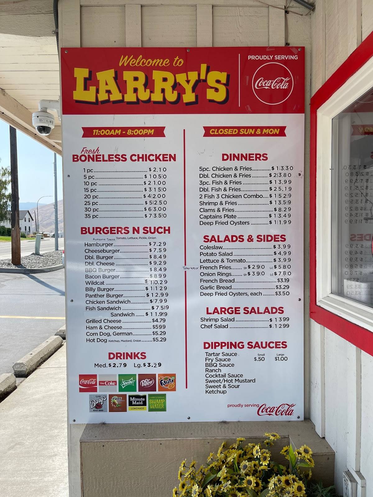 Menu at Larry's Drive In fast food, East Wenatchee