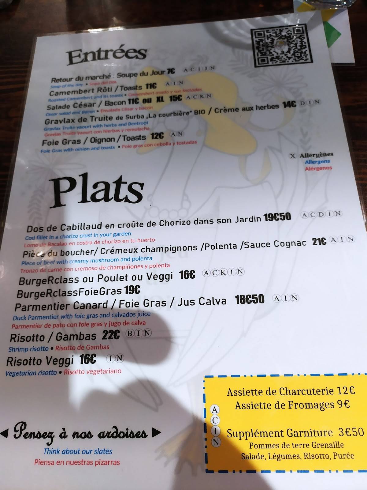 Menu au Le Jeu de l'Oie restaurant, Foix