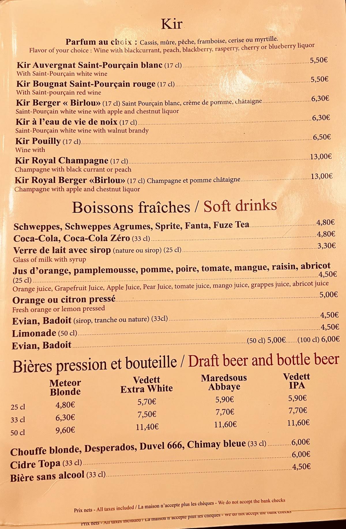 Menu au Restaurant Le Plomb du Cantal, Paris, 3 Rue de la Gaité