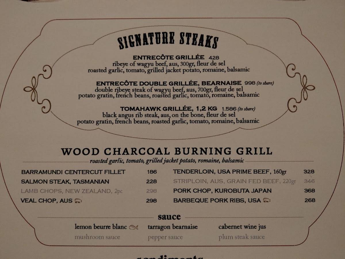 Menu at Le Quartier restaurant, Jakarta