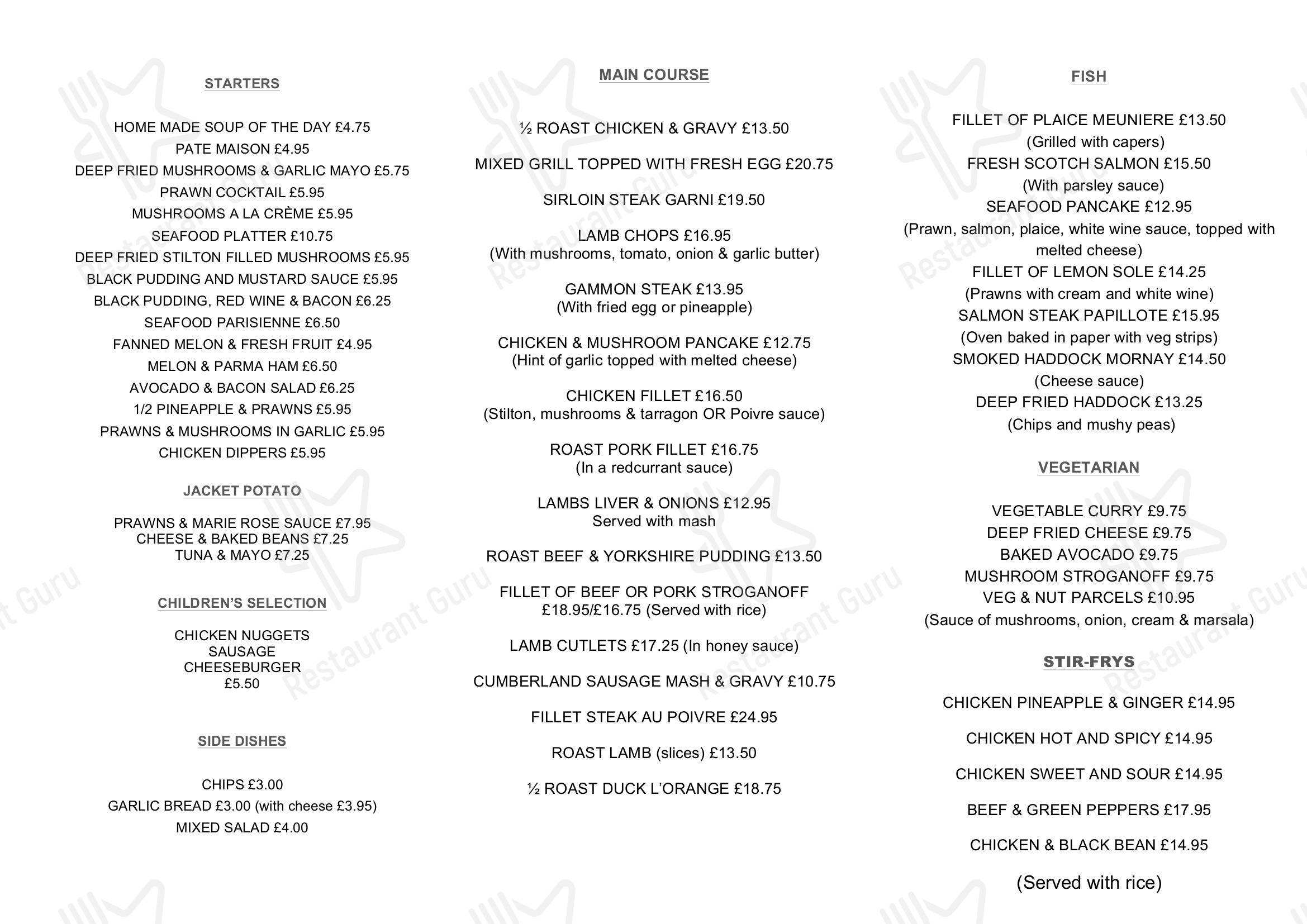 Menu at Legs Of Man pub & bar, Sandbach